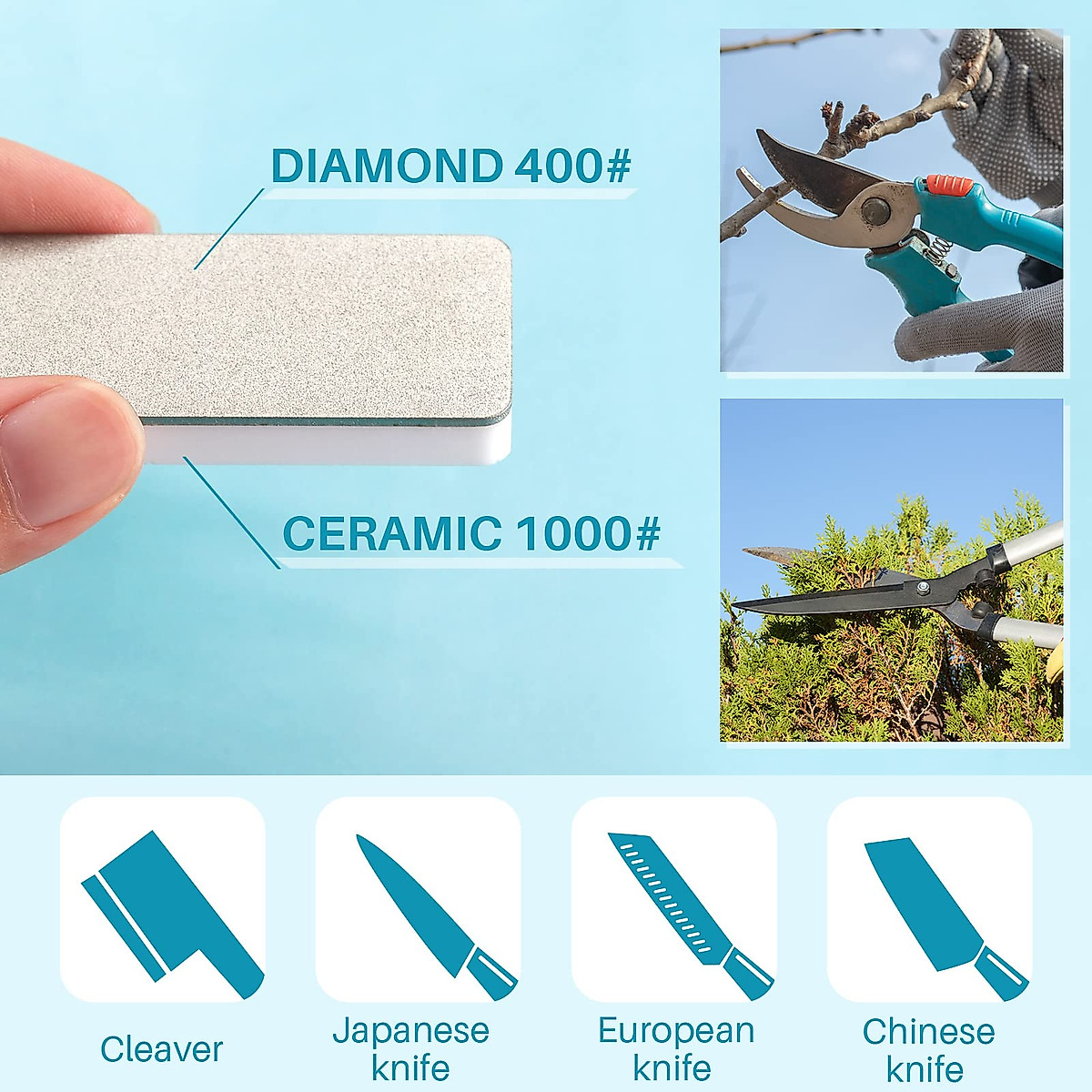 Patelai 2 Pcs Mini Pocket Knife Sharpener Stone Double Sided Diamond Sharpening Stone Whetstone Diamond Ceramic Sharpen Tools for Scissors Knives Outdoor Kitchen Sharpen Tools