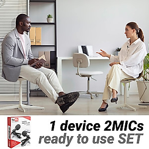 YouMic - 2 Dual Mini Lavalier Lapel Mics with Clip for Phone, iPhone Microphone for iOS, Android, PC, Laptop, Video, Vlogging