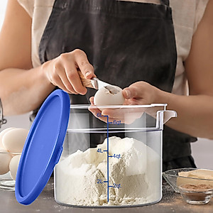 Suclain 4 Pcs 6 Quart Food Storage Container with Lids Clear Proofing Containers with Scale Handle for Bread Dough Rise Home Restaurant Food Storage(Blue)