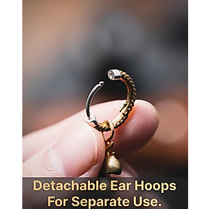 COPPERTIST.WU Rattlesnake Tail Earrings Huggie Hoop Dangle Rattle Earrings Brass Shakeable Jewelry Gift for Women Men