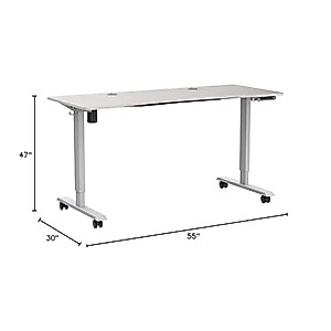 Suhapup Electric Height Adjustable Computer Desk,55x30 inches Desk with Memory Controller Corner Standing Desk Modern Workstation with Ergonomic Desk Light Oak Splice Board/White Frame