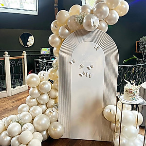 Pearl White Double-Stuffed Balloons Different Sizes 74Pcs 5/10/12/18 inch White Sand Pearl Ivory Boho Neutral Balloon Arch Garland kit for Wedding Bridal Baby Shower Birthday Anniversary Decorations