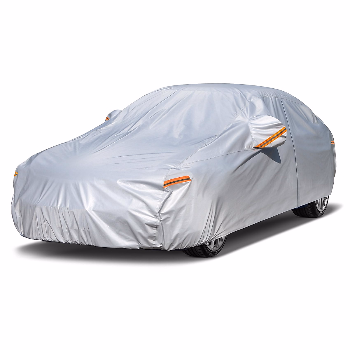 Kayme 6 Layers Car Cover Waterproof All Weather for Automobiles, Outdoor Full Cover Rain Sun UV Protection with Zipper Cotton, Size A2 3XL Universal Fit for Sedan (186-193 inch)