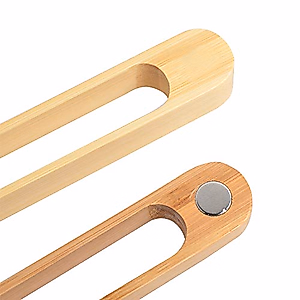 Magnetic Bamboo Toaster Tongs: 100% Natural 8.7” Wood Kitchen Toast Tongs| Eco-Friendly, Space Saving Modern Kitchen Accessory for Home Restaurant | Set of 2
