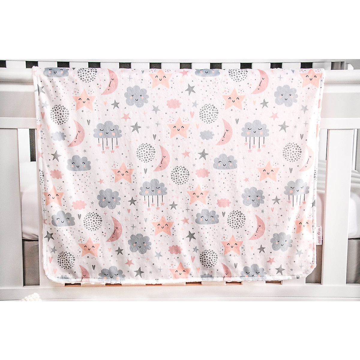 Top Tots Deluxe Minky Baby Blanket - Cloud Bears, 40 x 29 Inch White