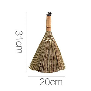 ODKKAYA Natural Whisk Sweeping Hand Handle Broom Retro Broom Corn Broom Asian Broom Household Angle Brooms Straw Soft Broom for House, Garage, Office, Lobby Room, Kitchen (Small)