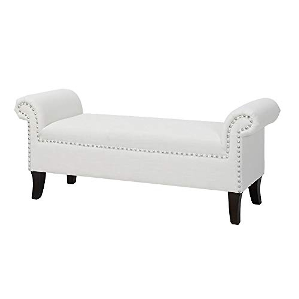 Jennifer Taylor Home Kathy Roll Arm Entryway Accent Bench, Bright White Polyester