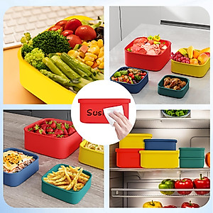 XuCeLo Silicone Food Storage Containers with Lids Set 4 Sizes and Silicone Containers,For Freezing, Bento Boxes, Snack Boxes,Freezer preservation Leak Proof
