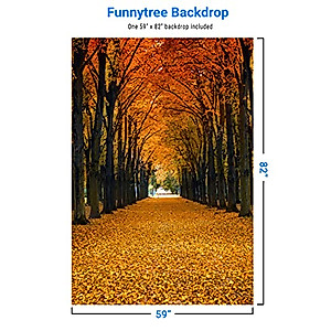 Funnytree 5x7ft Maple Leaves Photography Backdrop Autumn Fallen Yellow Tunnel Scenery Natural Season Background Fall Tree Street Road Photo Studio Props Photobooth Poster Photoshoot