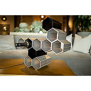 WineHive Bundle - 2 Items Cell Modern Modular Wine Storage System - 20 Cell with Wall Mount Hardware Kit - Black