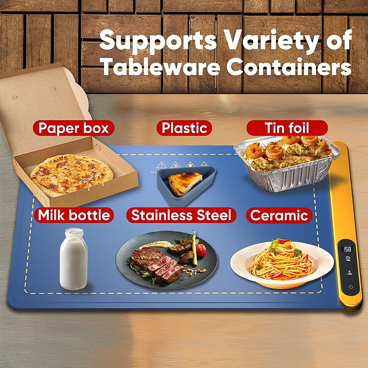 Food warming mat, Full Surface Heating Electric Warming Tray for buffets party, Premium Silicone Nano-Material food warmers for parties with 6 Temperature Settings, 2-6 hours Auto Shut-Off