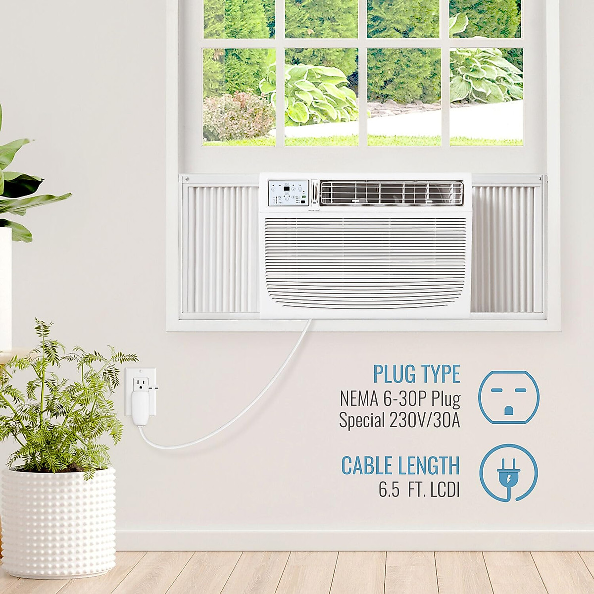Keystone 24,000 BTU Window Air Conditioner with Dehumidifier and Supplemental Heat, 230V, Window AC for Extra Large Rooms up to 1500 Sq. Ft. with Remote Control, 3 Speeds, and Washable Filter, White