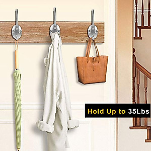 CORANSO 10Pack Silver zinc die cast Coat Hooks with 48 Screws Wall Mounted Double Rustic Metal Two Prongs Hanger Heavy Duty Bathroom Closet Robe Hook for Towel,Key,Hat