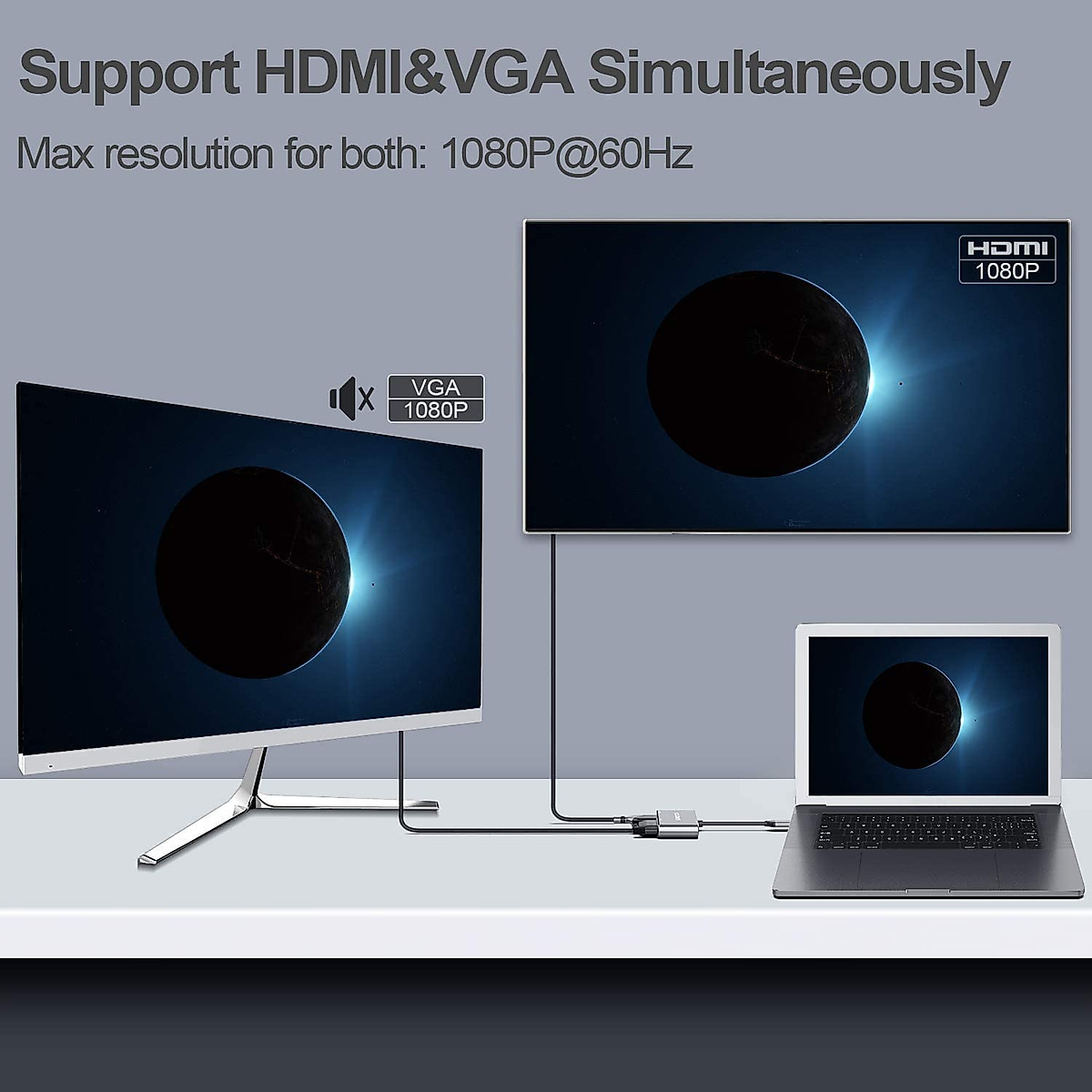 USB C to 4K HDMI VGA Adapter CLDAY 4-in-1 Hub USB 3.0 OTG Charging Power PD Port Compatible for MacBook Pro/Dell XPS/Samsung Galaxy…