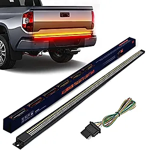 Nilight Truck Tailgate Light Strip 48" Aluminum Frame Triple Row 780 LED Strip with Red Running Brake Lights White Reverse Amber Sequential Turn Signals Strobe Lights，2 Years Warranty