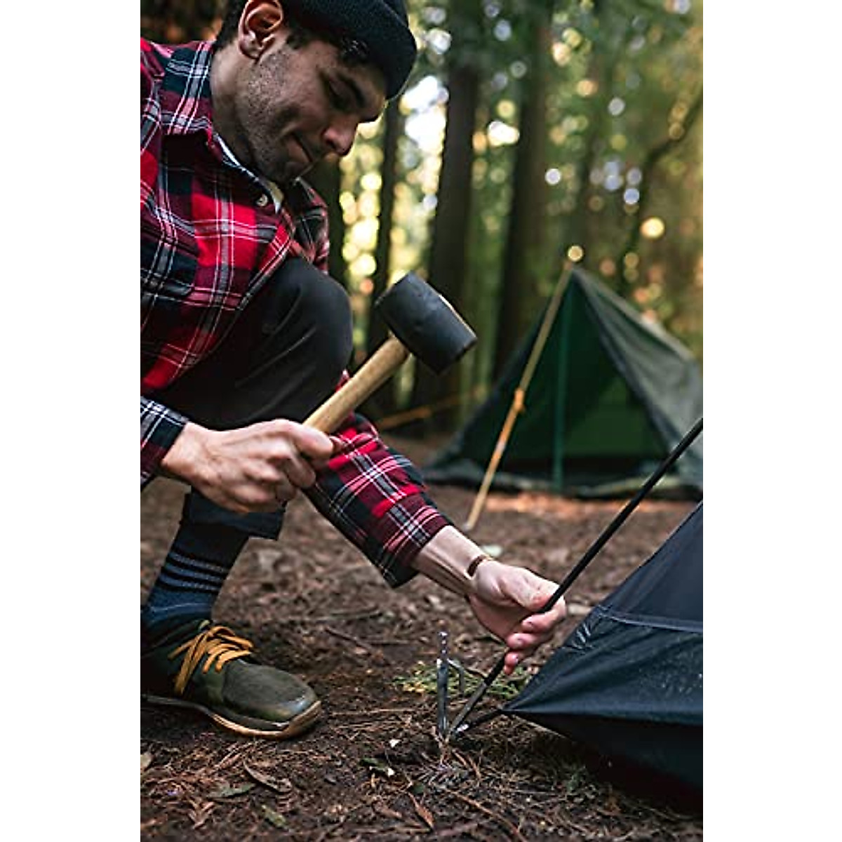 Stansport 12” Steel Tent Stakes - 4 Pack, Silver, 12" L x 0.75" W x 0.5" H