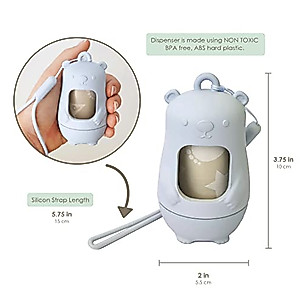 NEW Moodie Teddy Bear Diaper Bag Dispenser | Diaper Bag on the Go Dispenser w/Silicon Strap |15 LAVENDER SCENTED Diaper Disposal Bags per Roll | Diaper bag essential items (BABY BLUE)