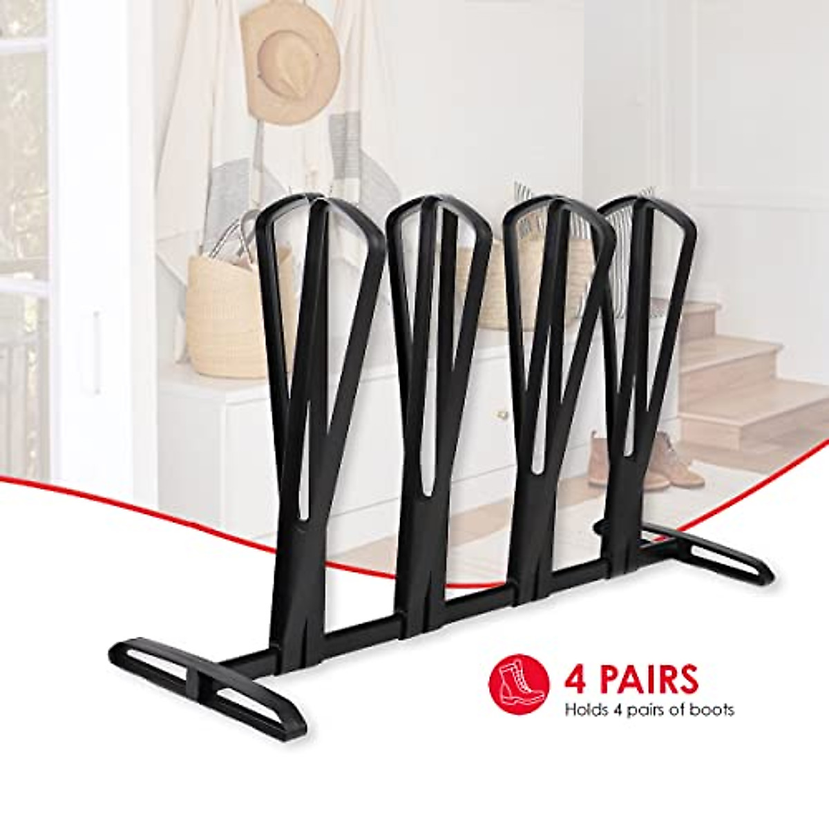 Home Basics Boot Organizer, Space Saving Boot Rack for 4 Pairs of Boots