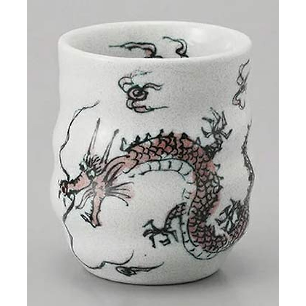 Mino Ware Japanese Sushi Yunomi Tea cups 9.47 Onces Authentic Dragon Red and Blue for Hot Green Tea Matcha Tea Bancha Set of 2 from Japan