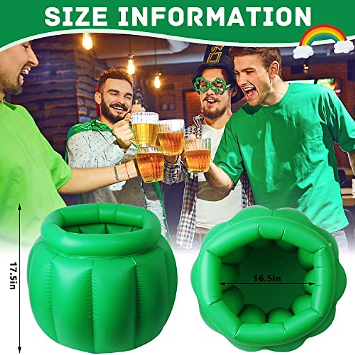 Large Halloween Inflatable Cauldron Drink Cooler Halloween Cooler for Drinks, Witch Cauldron Beverage Holders for Halloween Party Decoration Witch Party Supplies, 22x18 Inch (Green)
