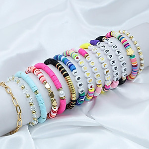 1400 Pieces 4x7mm White Round Acrylic Alphabet Letter Beads A-Z Heart Pattern Beads and Crystal Line for Jewelry Making Bracelets Necklaces Key Chains