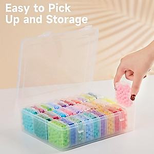 Mauproy Bead Organizer Box, 31 Pcs Small Clear Plastic Bead Storage Cases, Mini Rectangle Storage Containers with Hinged Lids and Labels for DIY Art Craft Jewelry Bracelet Making