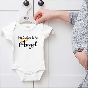 Brisco Brands My Daddy Is An Angel Cute Little One Baby Bodysuit Jumper Girls