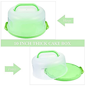 Hemoton Mini Cake Box Green Clear Cake Dome Boxes Cake Containers Carriers Cake Boards Individual Plastic Cake Pastries Muffin Cups Case Holder Containers for Dessert Cupcake 10 Inches Cake Keeper