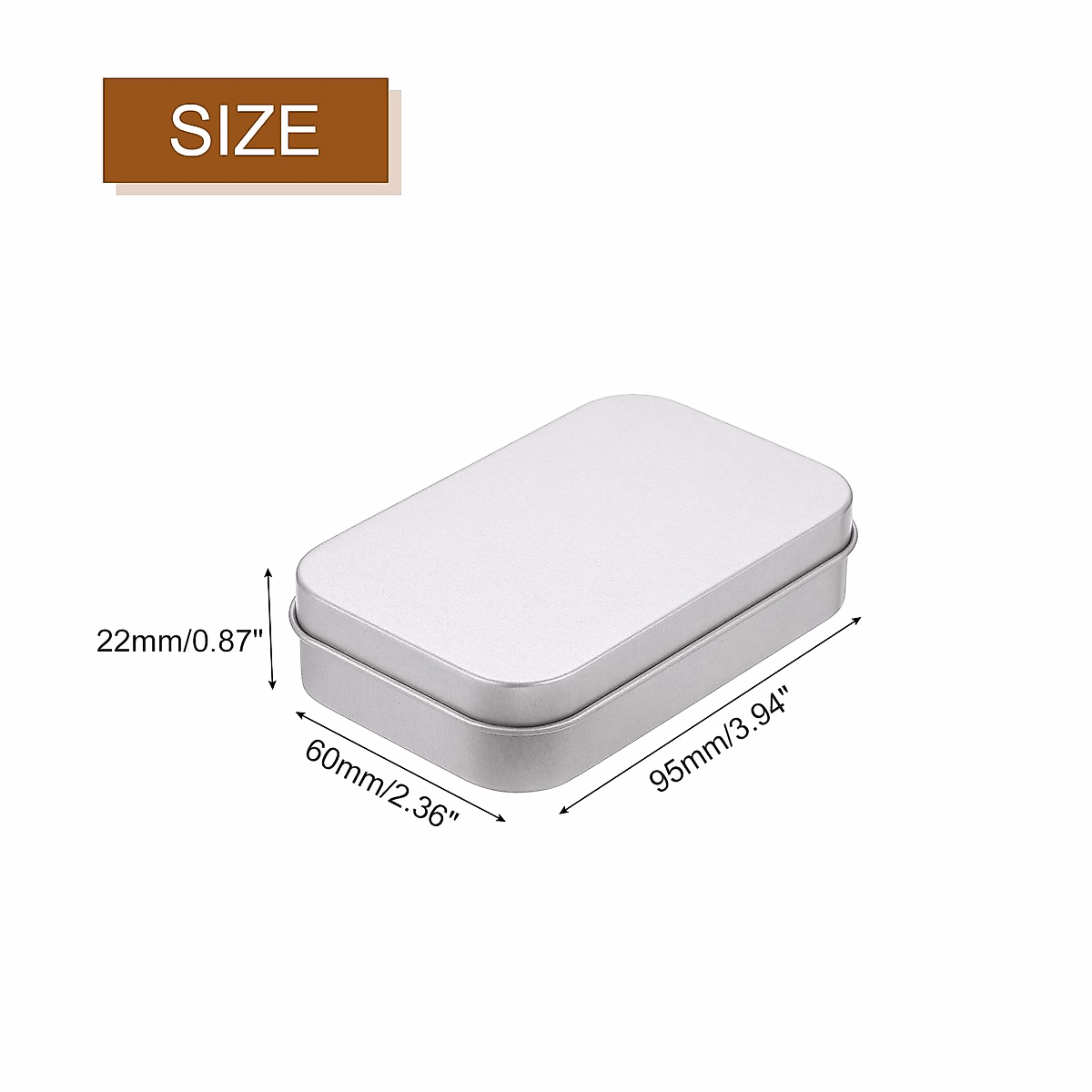 uxcell Metal Tin Box Containers, 2Pcs 3.7x2.4x0.9 Inch Silver Rectangular Metal Hinged Tin Box Mini Portable Storage Container Kit with Lid for Home Storage