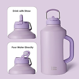 BOTTLE BOTTLE Insulated Water Bottle 64 oz with Straw and Dual-use Lid Stainless Steel Water Bottle with Handle Stainless Steel Jug for Workout Gym Soccer and More Sports purple