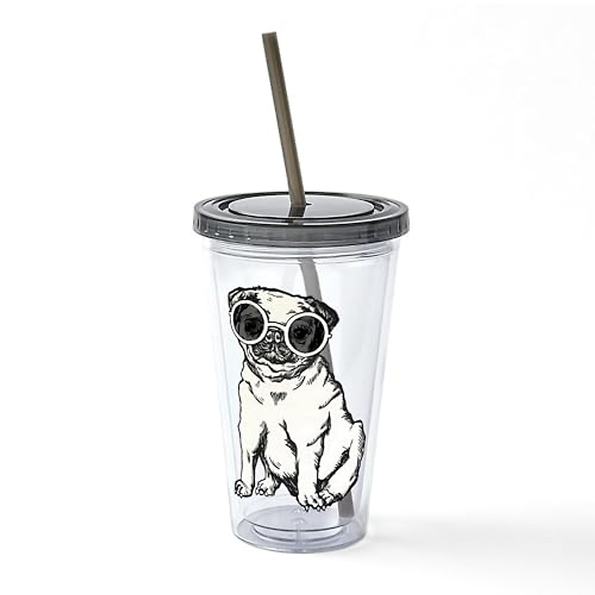 CafePress The Pug 16 oz Insulated Straw Tumbler with Lid
