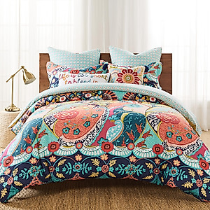 Levtex Home - Jules Duvet Cover Set - King Duvet Cover (106 x 94in.) + Two King Pillow Cases (36 x 20in.)- Bohemian - Teal, Orange, Yellow, Green, Blue, Red, Navy - Cotton