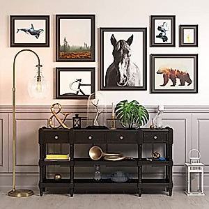 Henn&Hart Arc Floor Lamp with Glass Shade in Brass/Seeded, Floor Lamp for Home Office, Bedroom, Living Room