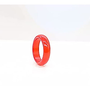 FUTIMELY Carnelian Crystal Healing Ring Natural Carnelian Gemstone Band Ring Red Agate Smooth Round Donut Jewelry for Women Girls (6)