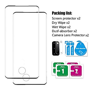 Micger Galaxy S20 Screen Protector, 2 Pack Tempered Glass Screen Protector【2+2 Pack】2 Pack Camera Lens Protector, Compatible Fingerprint, 3D Glass 9H Hardness Tempered Glass Screen Protector for