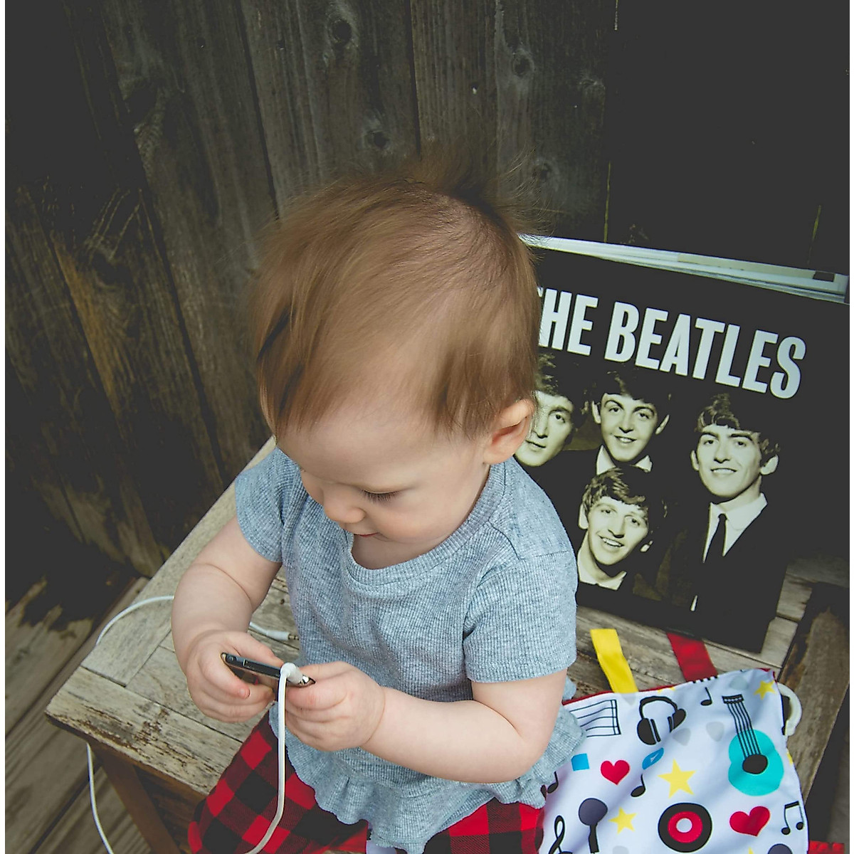 Baby Jack & Co 8x8” Music Lovey Tag Toys for Babies - Baby Crinkle Toys - Crinkle Toys for Baby - Soft & Safe - Learn Shapes & Colors - Ideal Baby Toy - BPA Free w/Stroller Clip