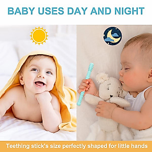 Baby Teething Toys for 0-6 Months 6-12 Months, Hollow Teething Tubes, Silicone Baby Teether Toys, Teething Straw Sticks for Babies, Chew Straw Newborn Toys for Infants with a Cleaning Brush (5 Packs)