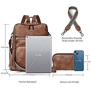 ZK-Queen Backpack Purse for Women Fashion Leather Designer Backpack Purses With Wristlets Travel College Shoulder Bags With Tassel