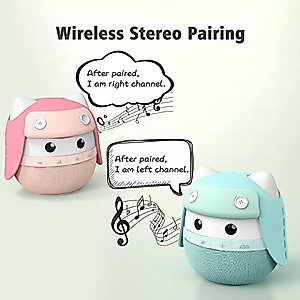 ASIMOM Kids Bluetooth Speaker, Rhyme Cute Speaker, Wireless Stereo Pairing, 15H Playtime, Gifts for Girls, Teens, Teenage, Women-Pink 02