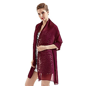 Alivila.Y Fashion Womens Chiffon Scarf Wrap Bridal Wedding Scarves Shawl for Bridesmaid-Burgundy Chiffon