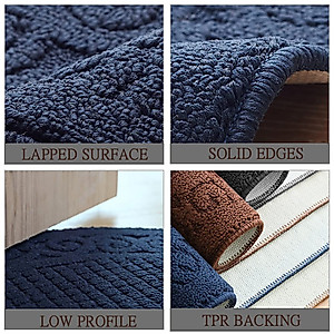 Half Circle Door Mat Indoor 18"X30",Half Round Non Slip Machine Washable Entryway Rug for Front/Back Outdoor, Absorbent Low Profile Inside Entrance Floor Mat for Muddy Wet Shoes and Paws-Navy…