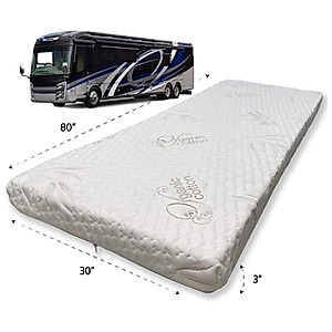 Foamma 3” x 30” x 80” Camper/RV Travel High-Density Foam Bunk Mattress, Organic Cotton Cover, Made in USA, Comfortable, Travel Trailer, CertiPUR-US Certified