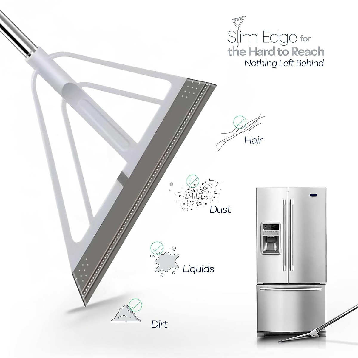 2 Multifunctional Magic Broom, Glass Cleaning Rubber Squeegee Broom, Floor Cleaning Silicone Broom, for Living Room, Kitchen, Bathroom, Easily Cleans Window Glass (Gray