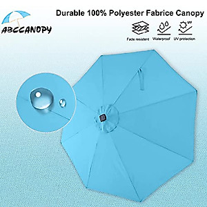 ABCCANOPY Durable Solar Led Patio Umbrellas with 32LED Lights 9FT (Turquoise)