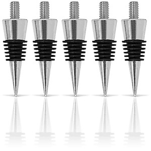 Classic Chrome Style Bottle Stopper with 3/8” x 16 tpi Threaded Post For Attaching Hand Made or Lathe Turned Handles … (5 Chrome Stoppers)