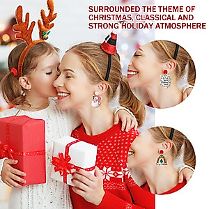 Huquary 16 Pairs Teacher Earrings Bulk for Women Acrylic Apple Pencil Letter Dangle Earrings for Teacher Thanksgiving Gifts(Festive Style)