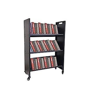 FixtureDisplays® Metal Book Cart Rooling Book Truck Library Book Cart Wheels Pew Cart Book Trolley 11241-L-NF