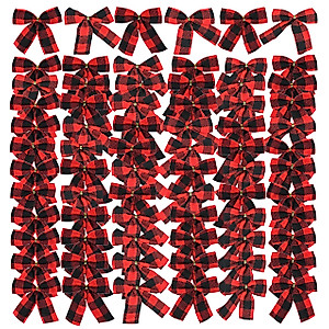 Iconikal Mini Small Velvet Bows, Red, 3.5 x 3.5-Inch, 72-Pack