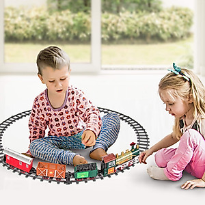 ArtCreativity Kids Train Set - Electric Train Set with Lights & Sound, Battery-Operated Train Toy with 4 Cars and Tracks - Christmas Train Sets for Around The Tree, Great Gift Idea for Boys and Girls