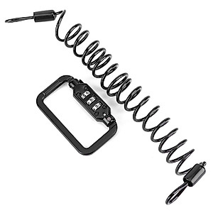 Jerliflyer Bike Helmet Lock, Telescopic Motorcycle Scooter Bike Helmet Lock 3 Digit Password Lightweight Alloy Cable Helmet Lock for Outdoors, Traveling